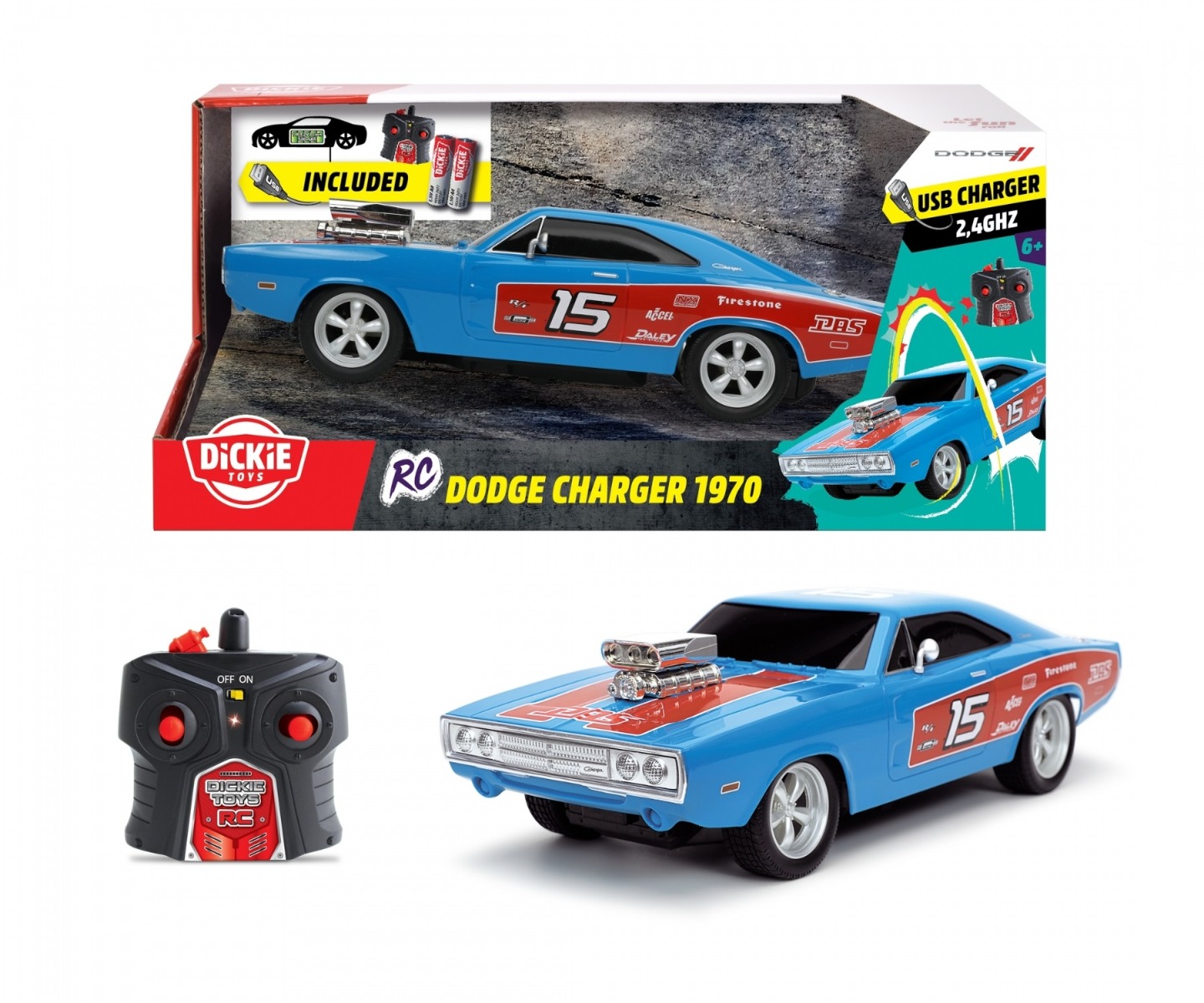 Buy Dickie Remote Control Dodge Charger 1970 Online | Yallatoys Qatar