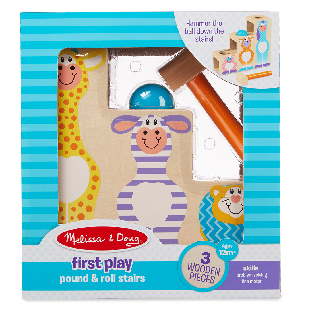 Melissa & Doug First Play Libra & Roll Wooden Stairs 3 Pieces Baby Kids ...