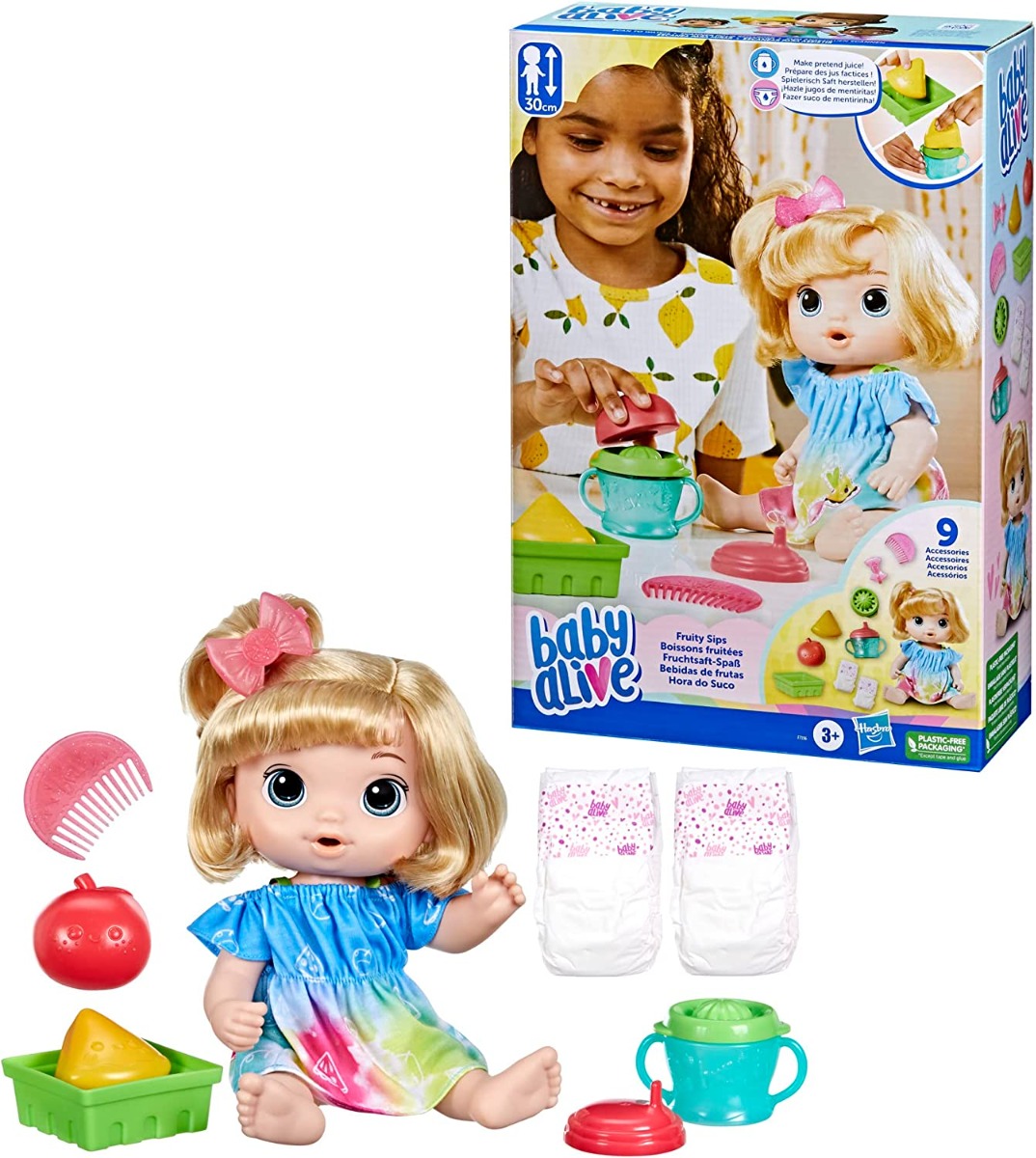 Buy Baby Alive Fruity Sips Doll Apple Pretend Juicer Baby Doll Set ...